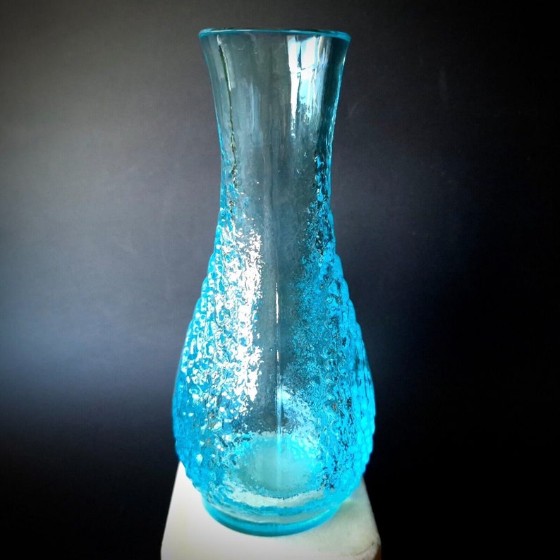 Uranium Blue Vase Aquamarine Bohemia Glass Art Glass Vase Glow in UV ...