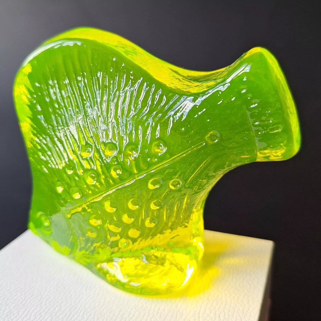Fish Uranium Glass Figurine Collectible Vaseline Yellow Clear Glass ...