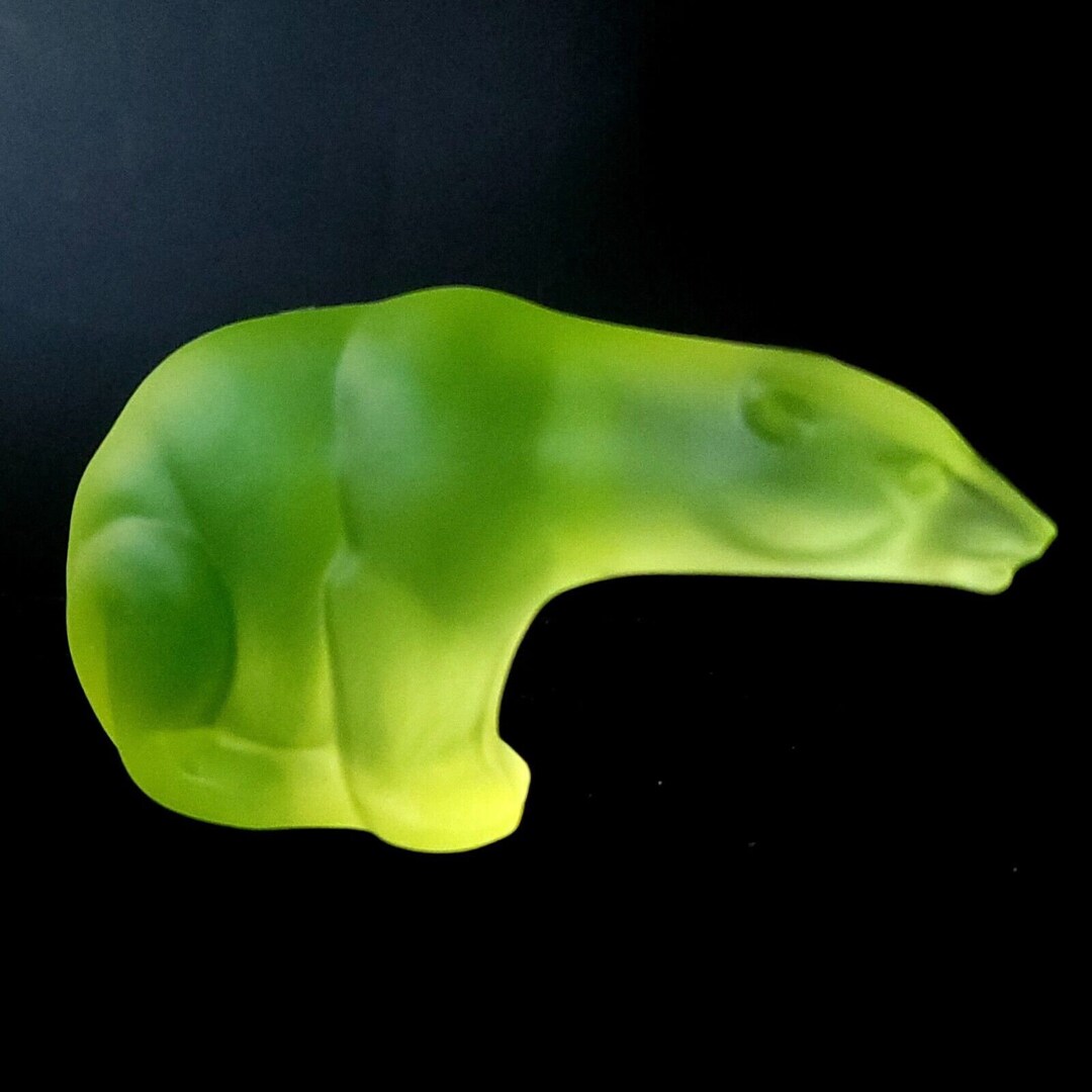 Polar Bear Uranium Glass Figurine. Czech Matte Glass. Polar Bear ...