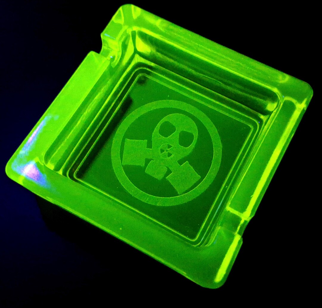 Uranium Glass Ashtray Art Deco Vaseline Yellow Glass Plate Collectible ...