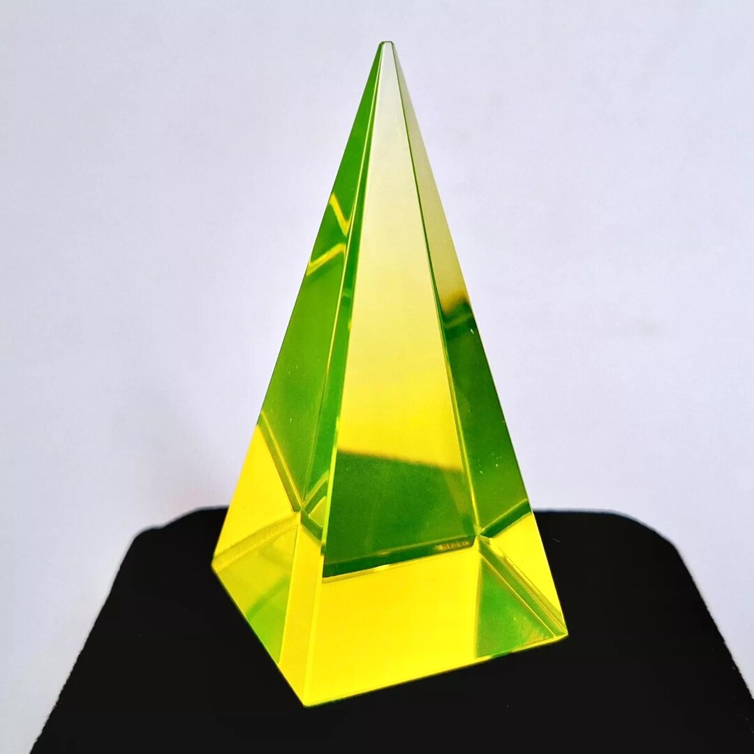 Vaseline Glass Figurine Uranium Yellow Glass Statue Pyramid Art Deco - Etsy