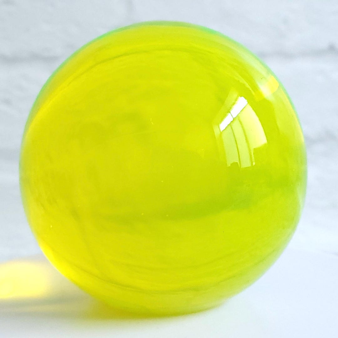 Vaseline Glass Paperweight Uranium Sphere 51mm Depression Yellow Clear ...