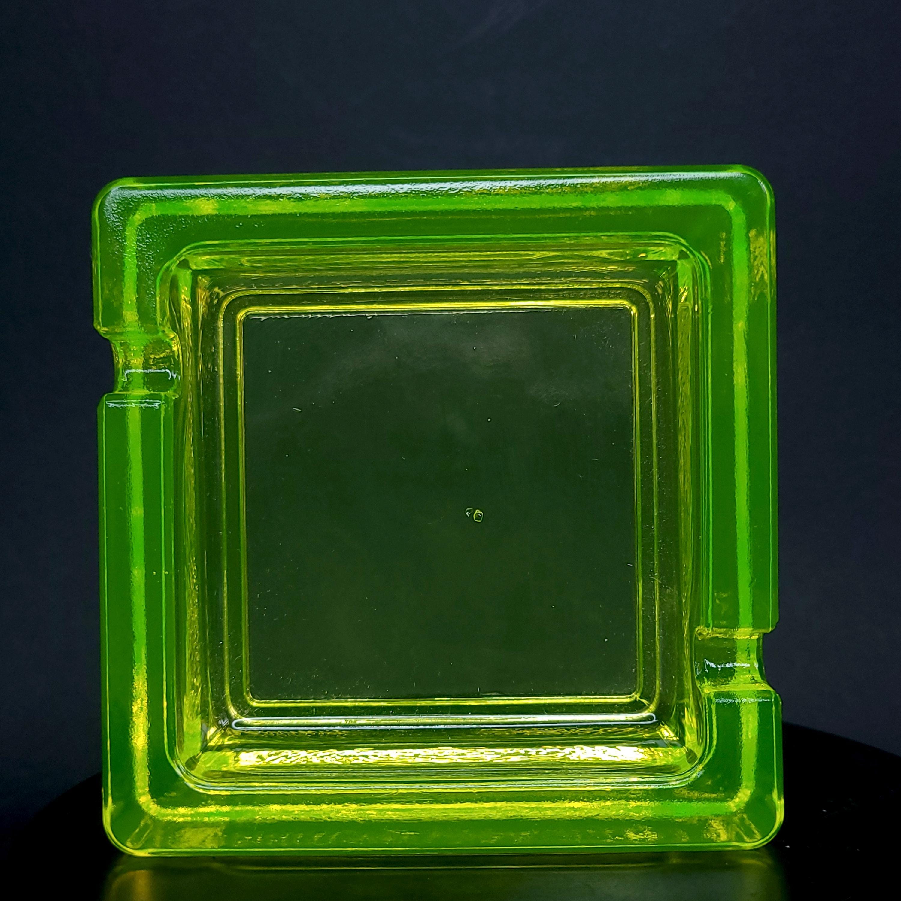 Art Deco Uranium Glass Ashtray Vaseline Yellow Glass Plate Collectible ...