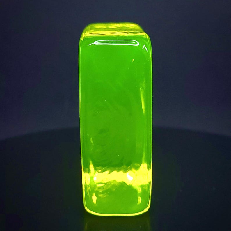 Uranium Glass Block Square 50x50mm Vaseline Yellow Glass Tile Art Deco ...