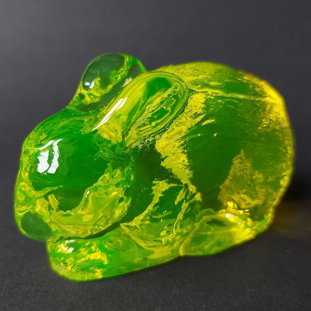 Art Deco Uranium Glass Figurine Rabbit Vaseline Yellow Clear Glass ...