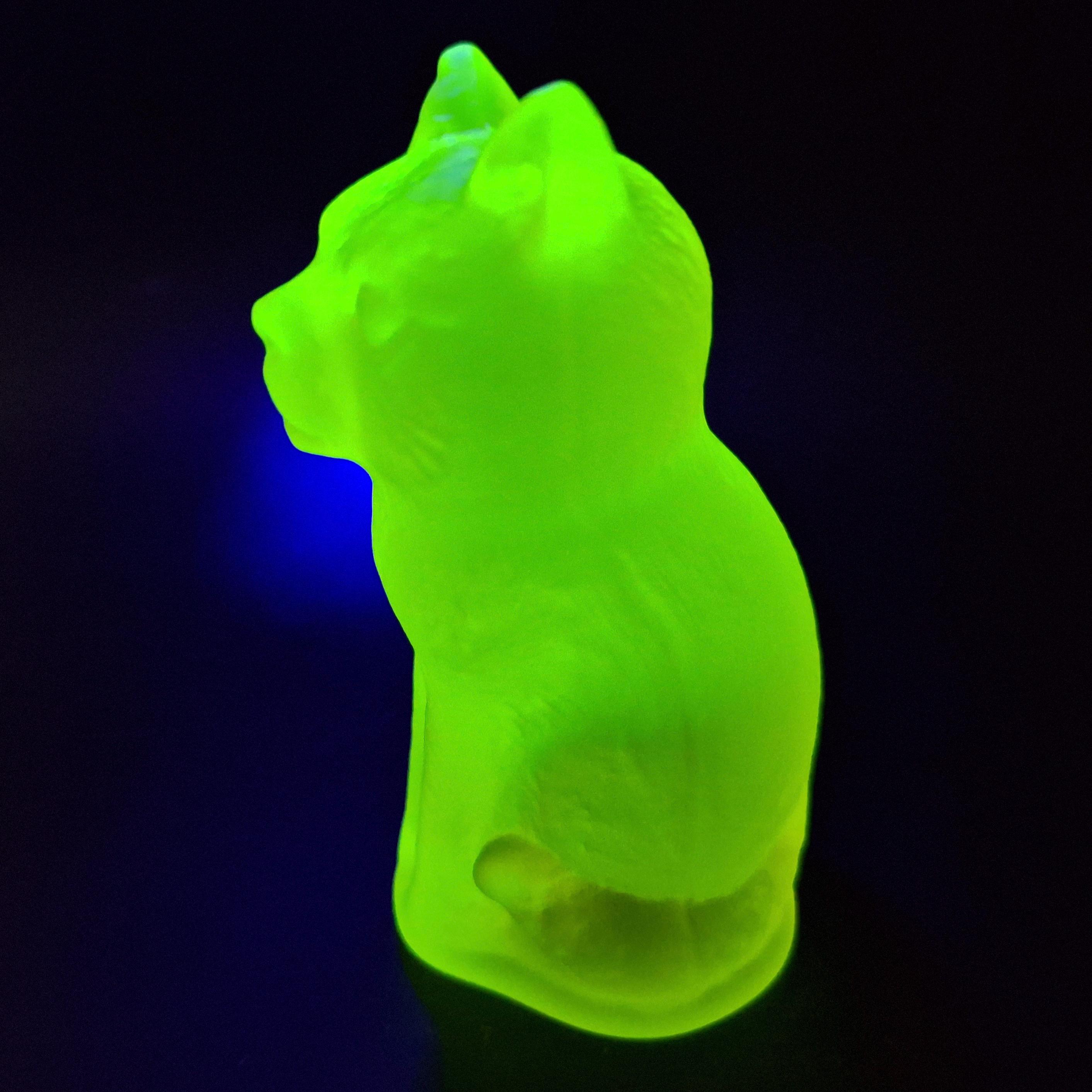 Uranium Frosty Glass Cat Figurine Vaseline Glass Art Deco - Etsy