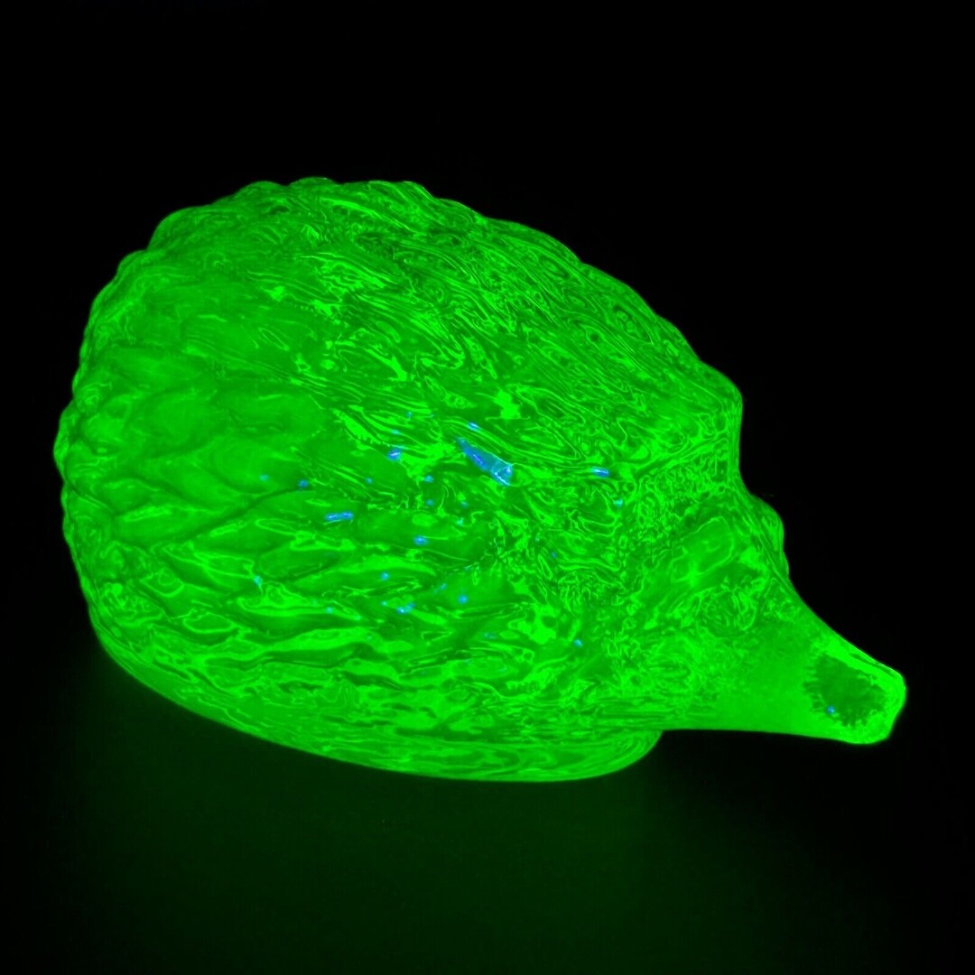 Vaseline Uranium Glass Animal Figurine Hedgehog Yellow Glass Art Deco ...