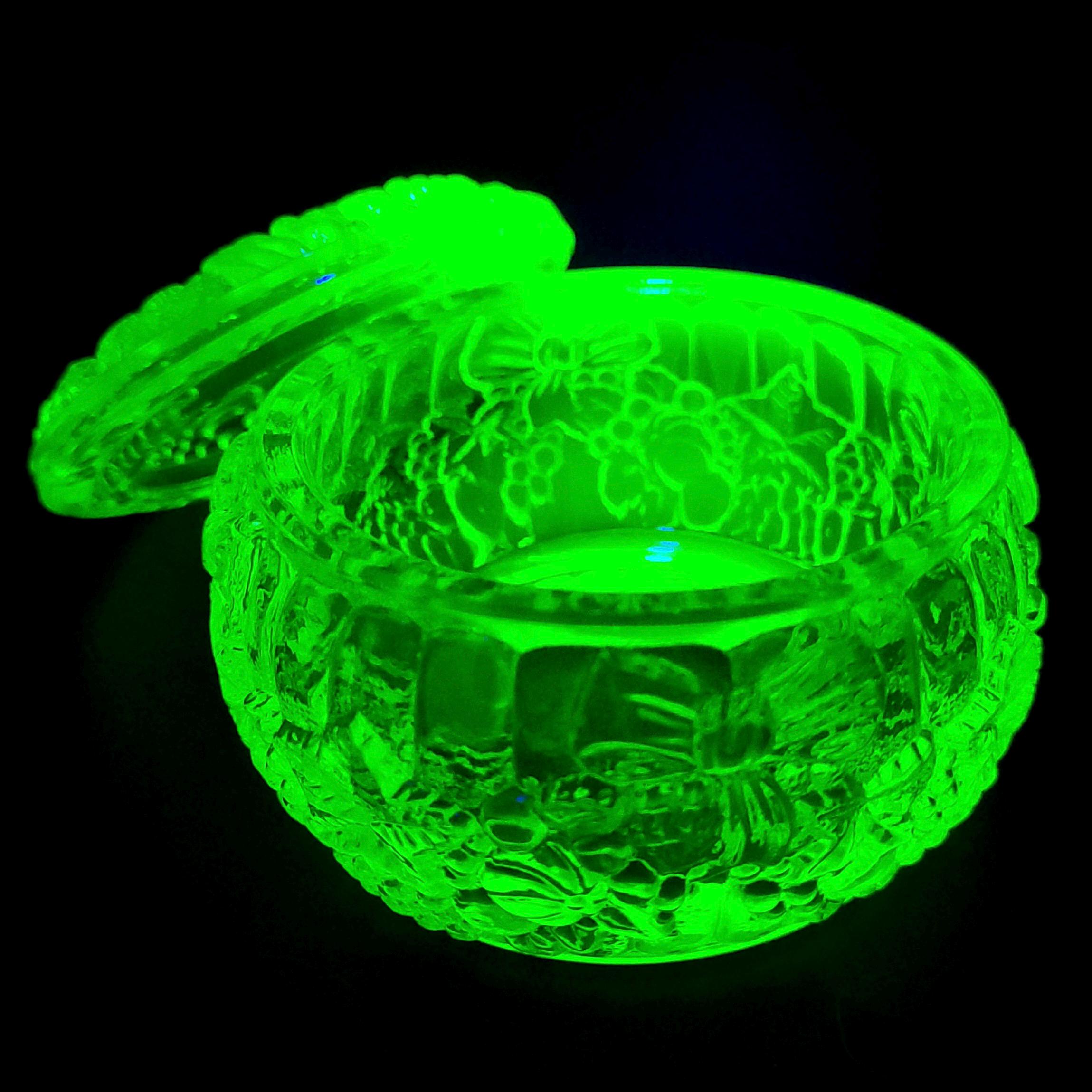 Art Deco Uranium Glass Candy Box Vaseline Yellow Glass Trinket Box ...