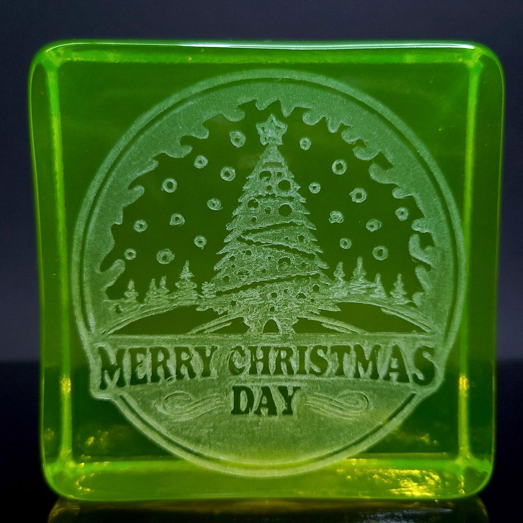 Uranium Glass Block Square 80x80mm Christmas Gift Vaseline Yellow Glass ...