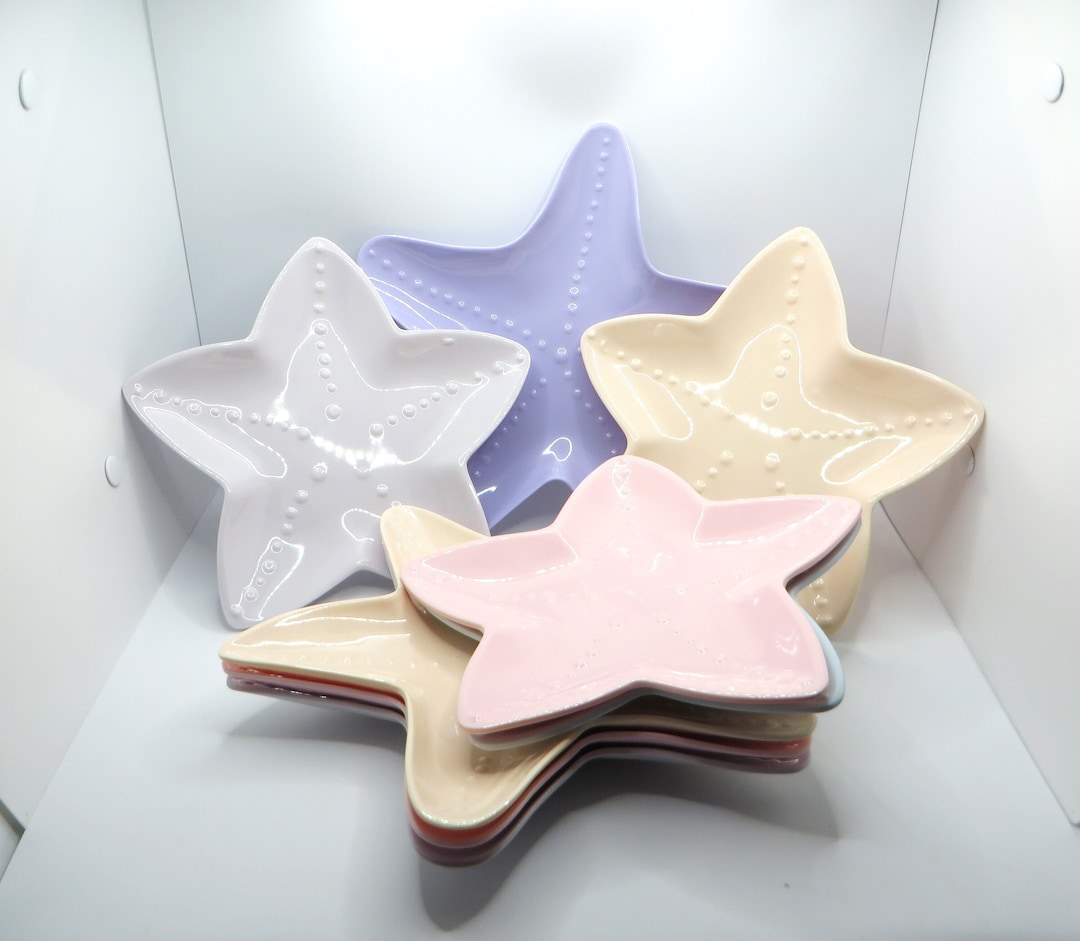 Set of 8 Vintage Melamine Plates Starfish Shape Beachy Poolside Dishes ...