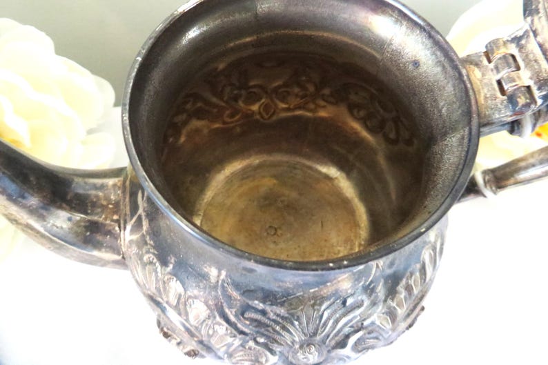 Antique Moroccan Silver Plated Teapot, Ornate Embossed Metal, Claw Feet ...