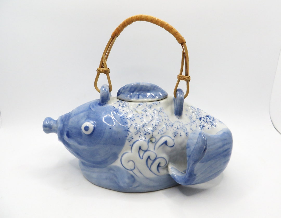 Decorative Novelty Koi Fish Teapot Fish Shape Blue and White - Etsy