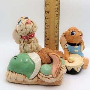 Pendelfin Figurines Set of 3 Tammy Dog Peeps Rabbit Bongo Rabbit Cute ...