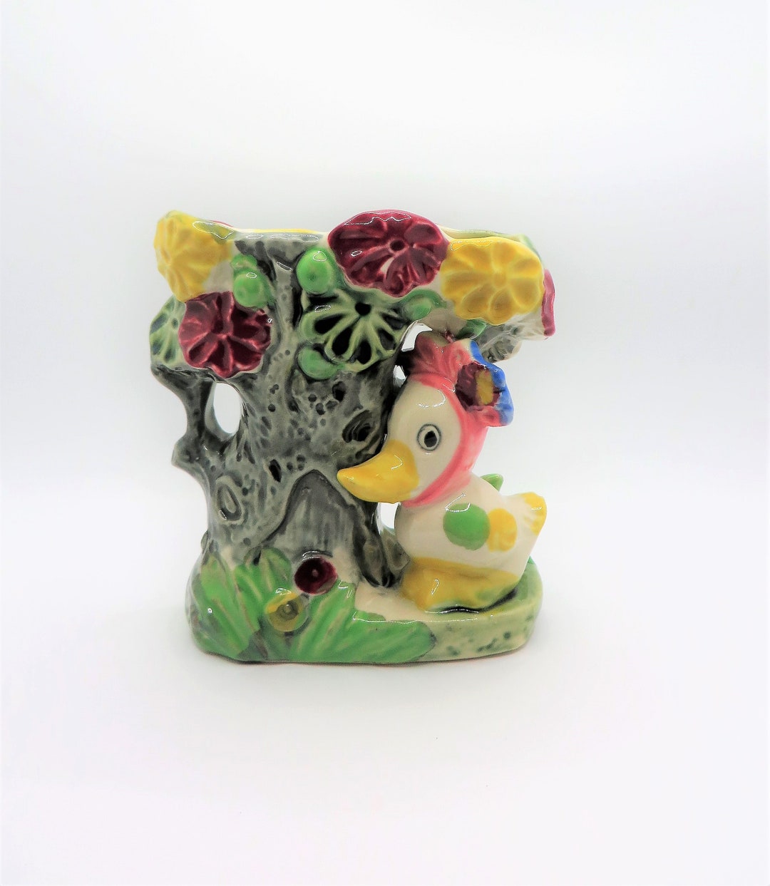 Antique or Vintage Unique Vase Ceramic Flower Holder Duck Under Flower ...