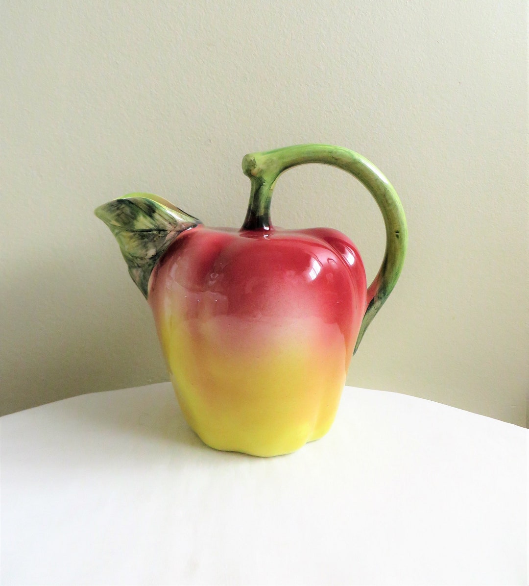 Apple Shaped Water Pitcher Vintage Ceramic Jug Large Apple Design ...