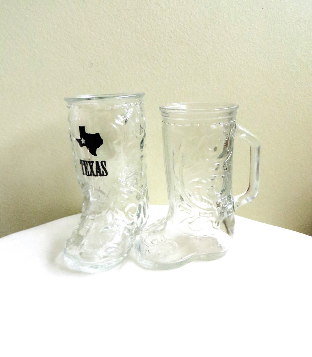 Glass Beer Stein Vintage Cowboy Boot Cowgirl Beer Mug Texas Ale Glass ...