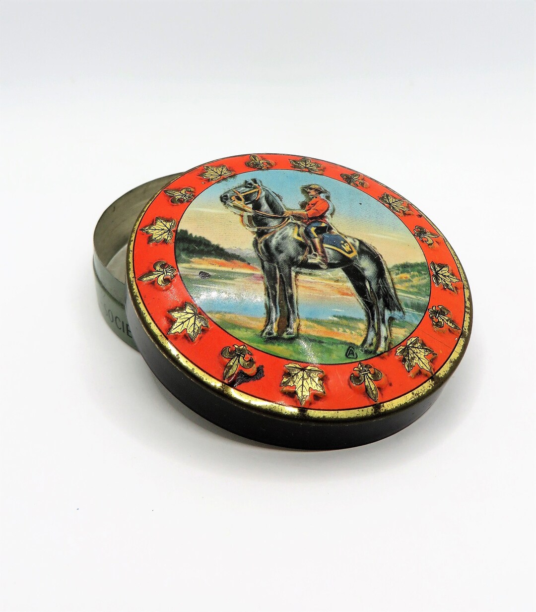 Vintage RCMP Tin Box Mountie on Horse La Vosgienne St, Quenin Small ...