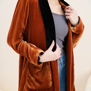 Mulberry Silk Velvet Cardigan, Pure Silk Velvet Cardigan Coat, Mulberry ...