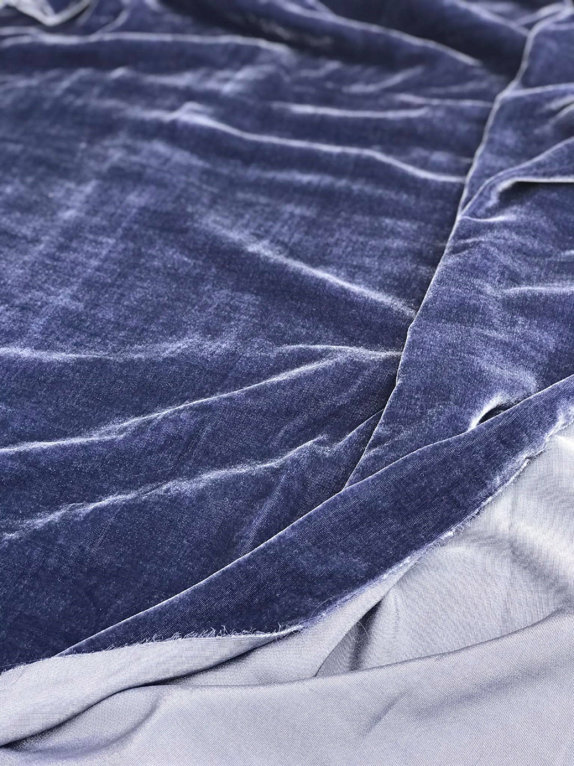 Midnight Blue Silk Velvet Fabric by the Yard - Etsy