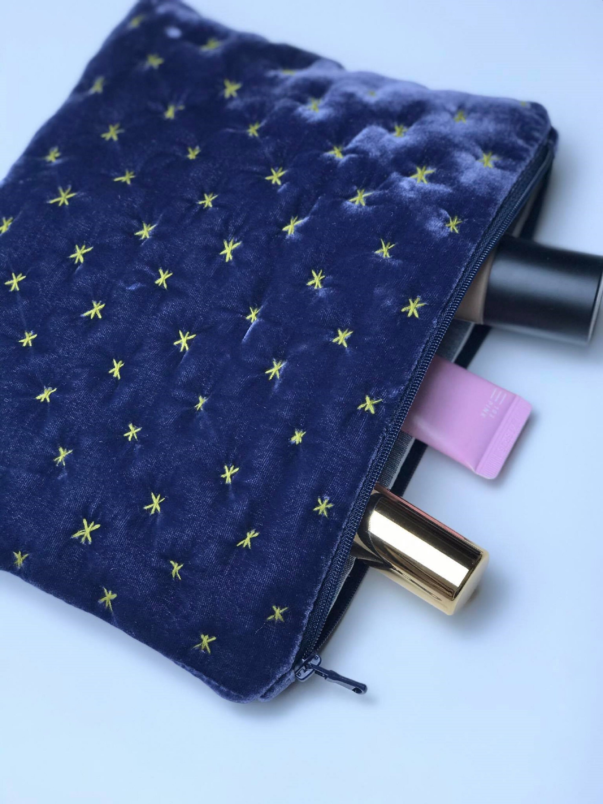 Hand Quilted Silk Velvet Make up Bag, Luxurious Gift, Handmade Make up ...
