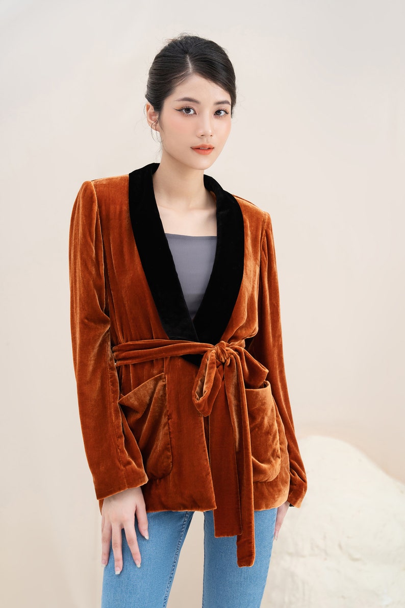 Mulberry Silk Velvet Cardigan, Pure Silk Velvet Cardigan Coat, Mulberry ...