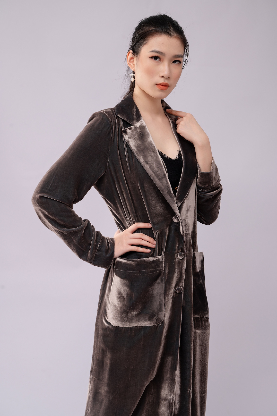 Long Silk Velvet Duster Long Cardigan Jacket Velvet Duster - Etsy