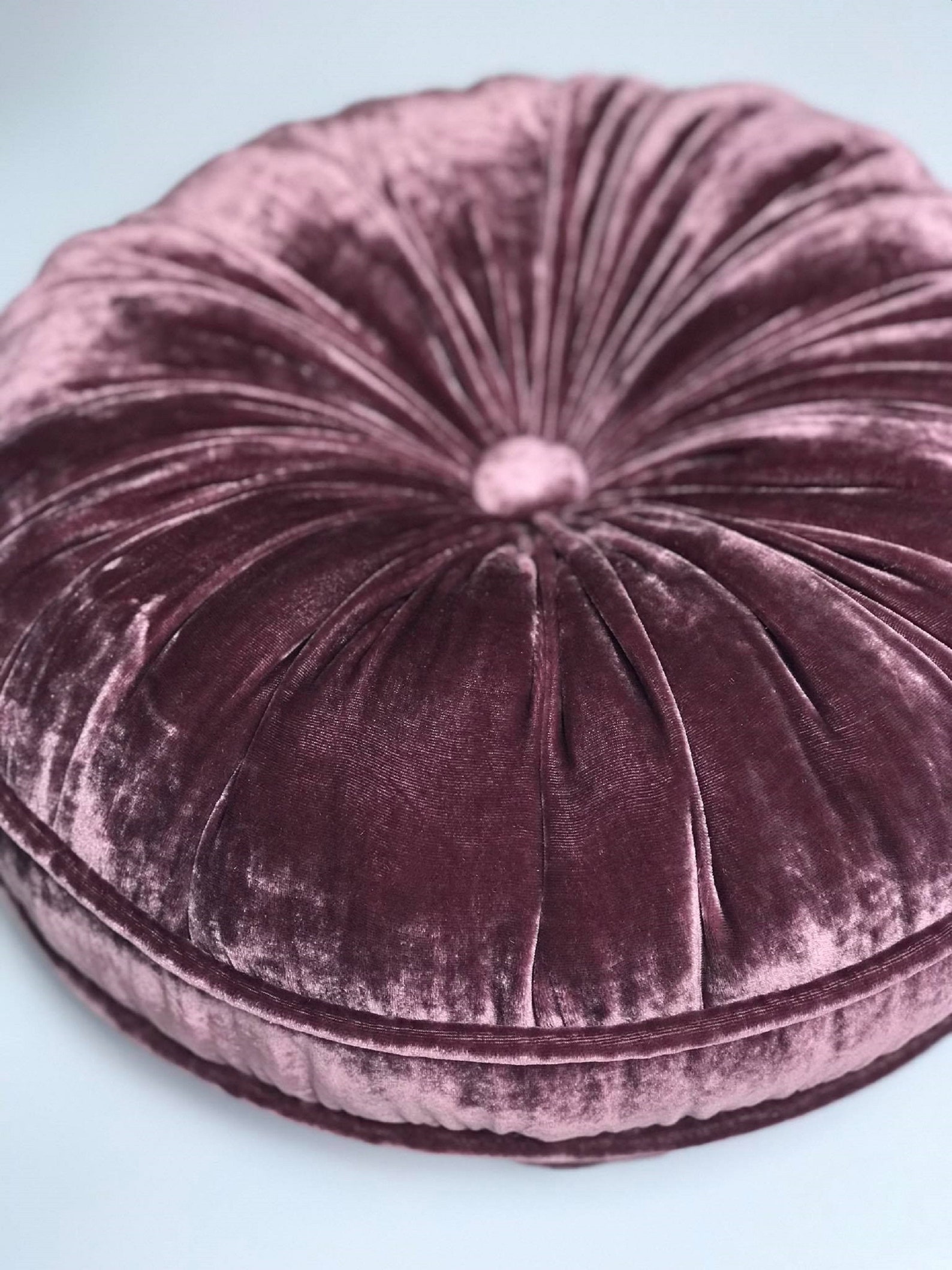 Purple Luxury Velvet Round Pillow, Silk Velvet Round Pillow, Decorative ...