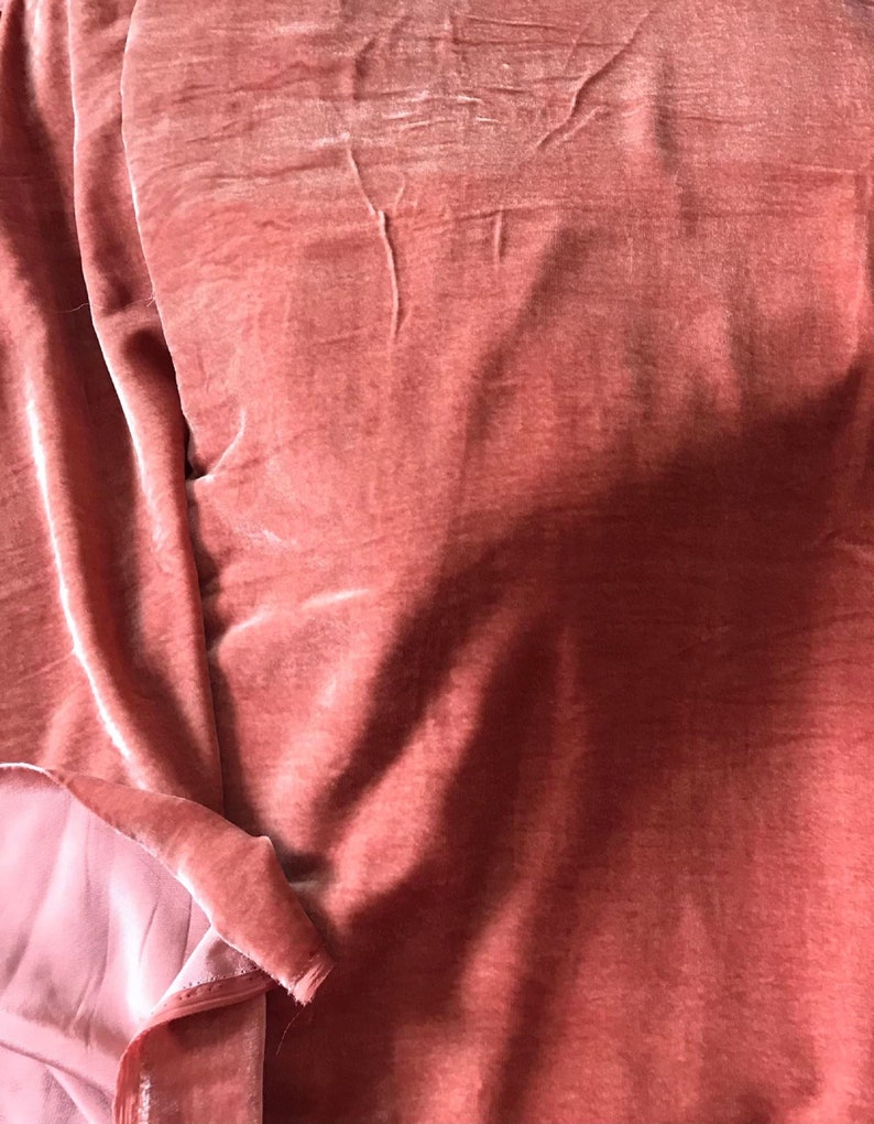 Salmon Silk Velvet Fabric by the Yard - Etsy