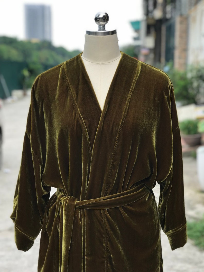 Silk Velvet Antique Gold Bathrobe Valentines Gift Yelour - Etsy