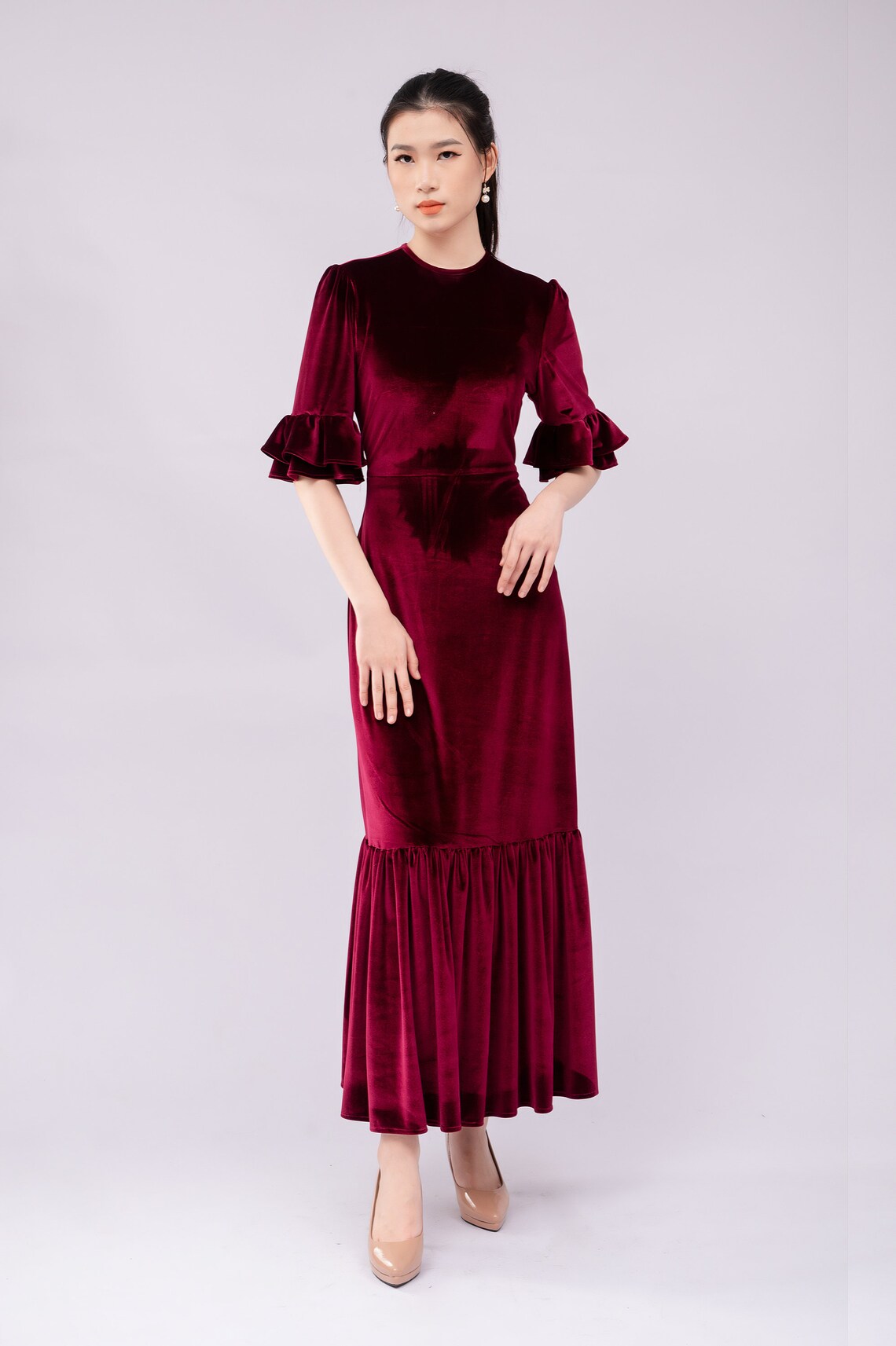 Ready to Ship - Velvet Dress, Women Pink Purple Velvet Dress - Etsy