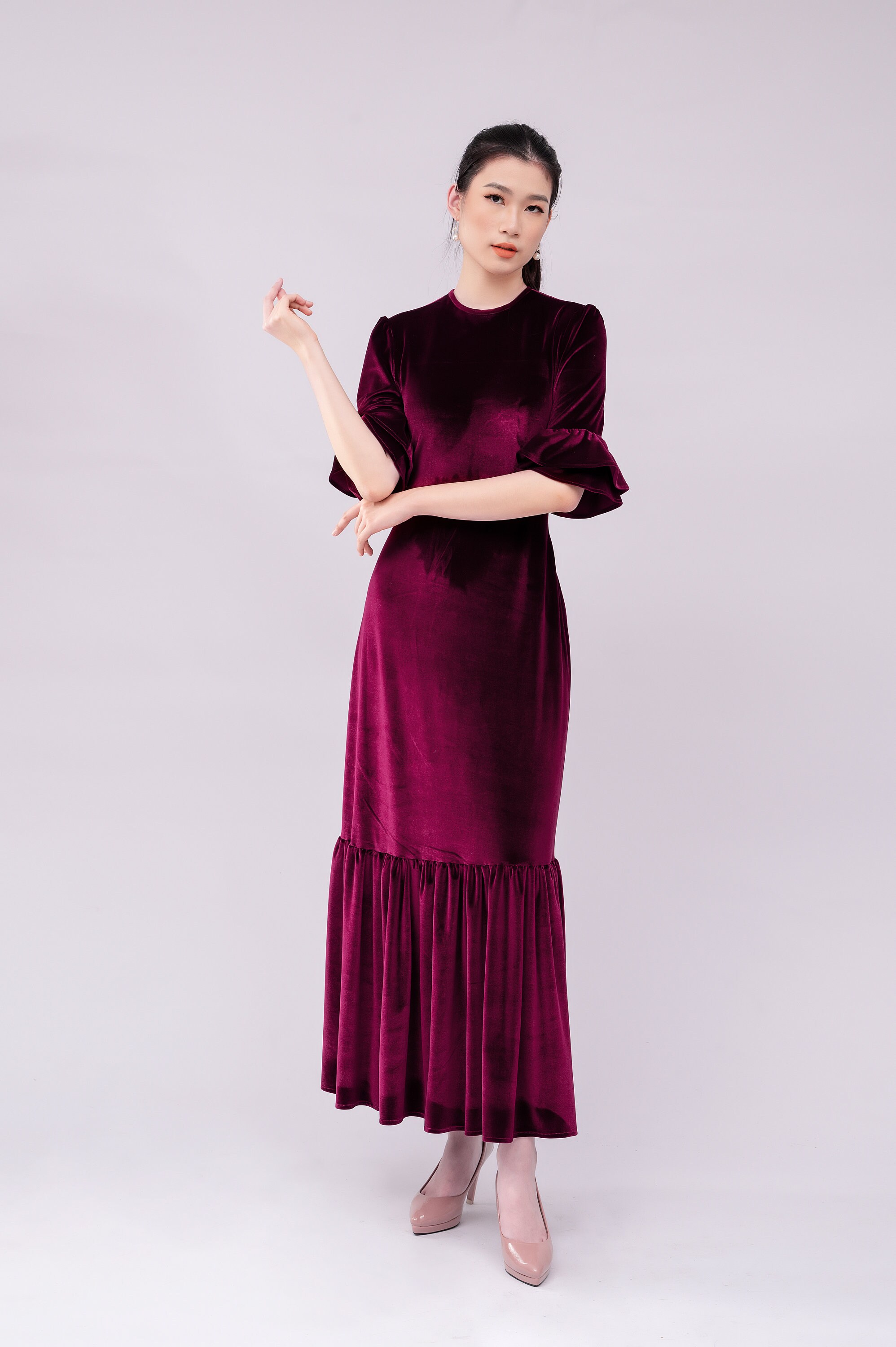 Ready to Ship - Velvet Dress, Women Pink Purple Velvet Dress - Etsy