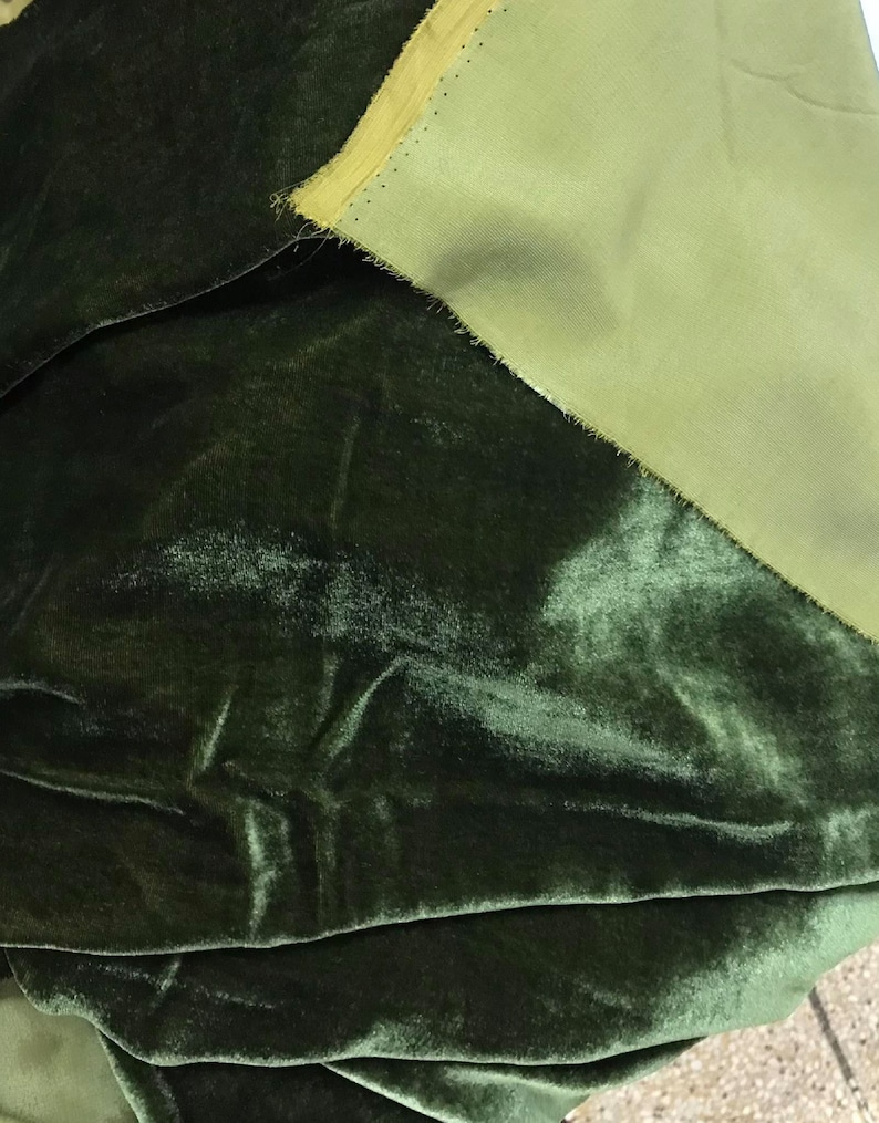 Army Green Silk Velvet Fabric by the Yard - Etsy