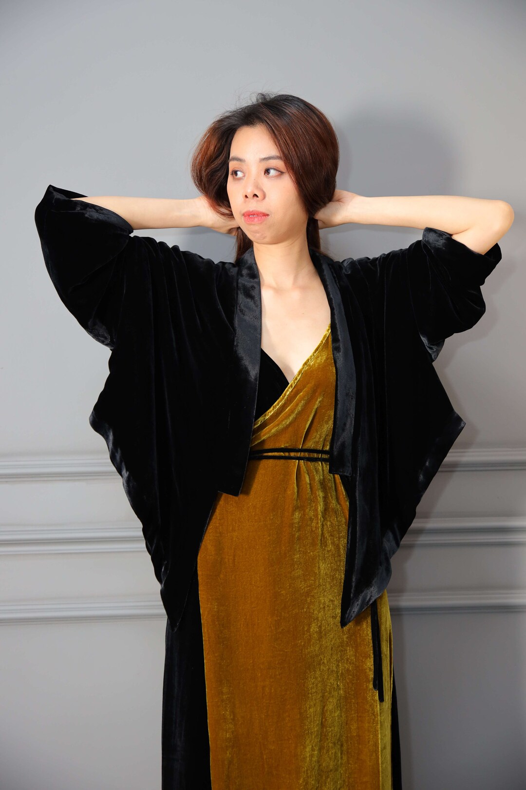 Silk Velvet Cardigan, Black Cardigan Coat, Velvet Jacket, Luxurious ...