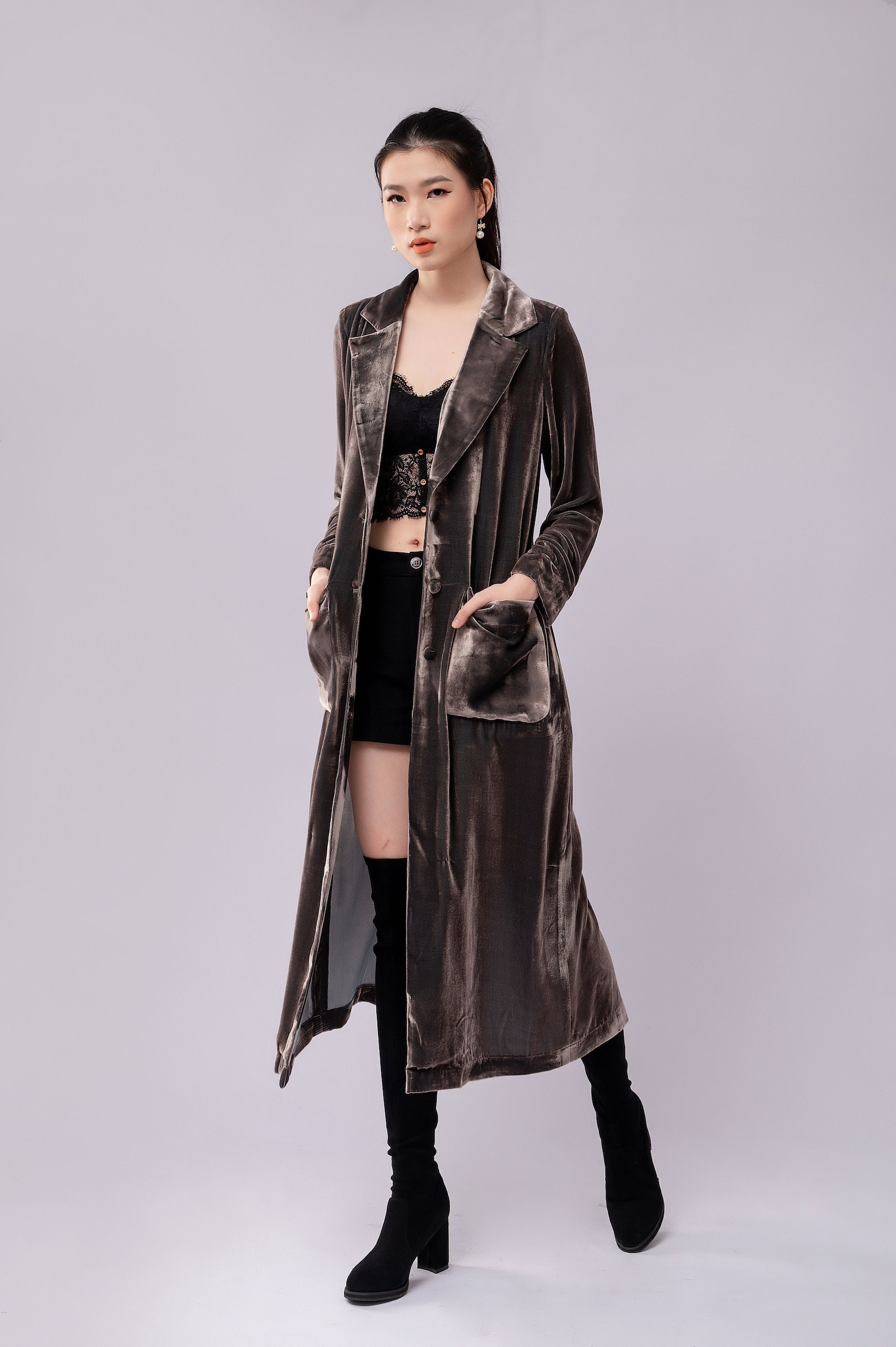 Long Silk Velvet Duster – Long Cardigan Jacket – Velvet Duster Coat ...