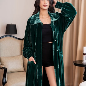 Long Silk Velvet Duster – Long Cardigan Jacket – Velvet Duster Coat ...