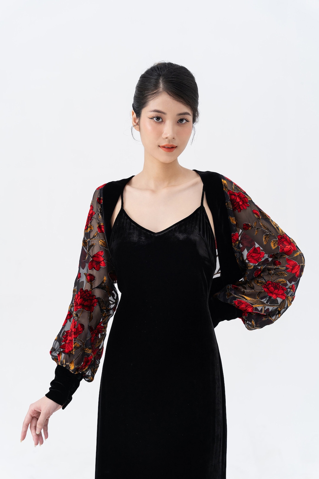 Silk Velvet Cocktail Shrug, Velvet Bolero, Wedding Cover Up, Puff ...