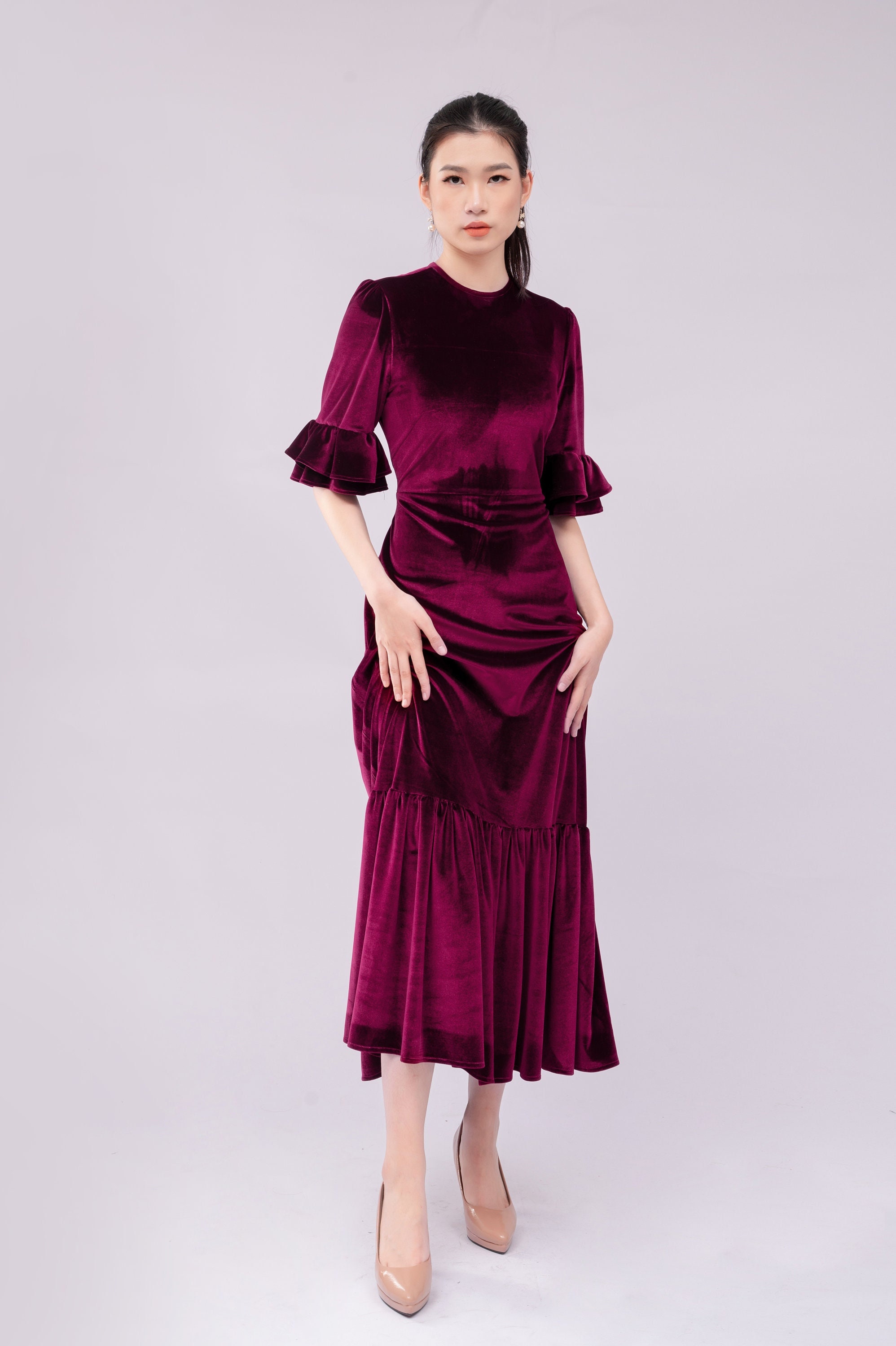 Ready to Ship - Velvet Dress, Women Pink Purple Velvet Dress - Etsy