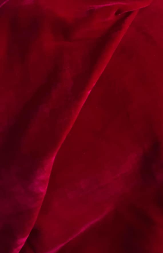 Deep red Silk velvet fabric by the yard | Etsy