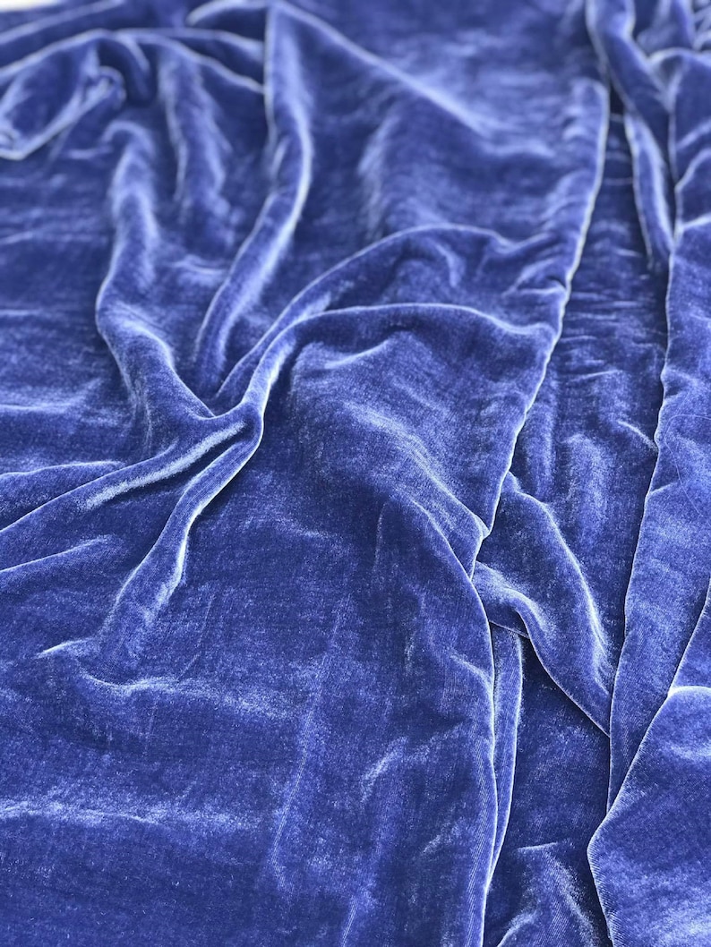 Midnight Blue Silk Velvet Fabric by the Yard - Etsy