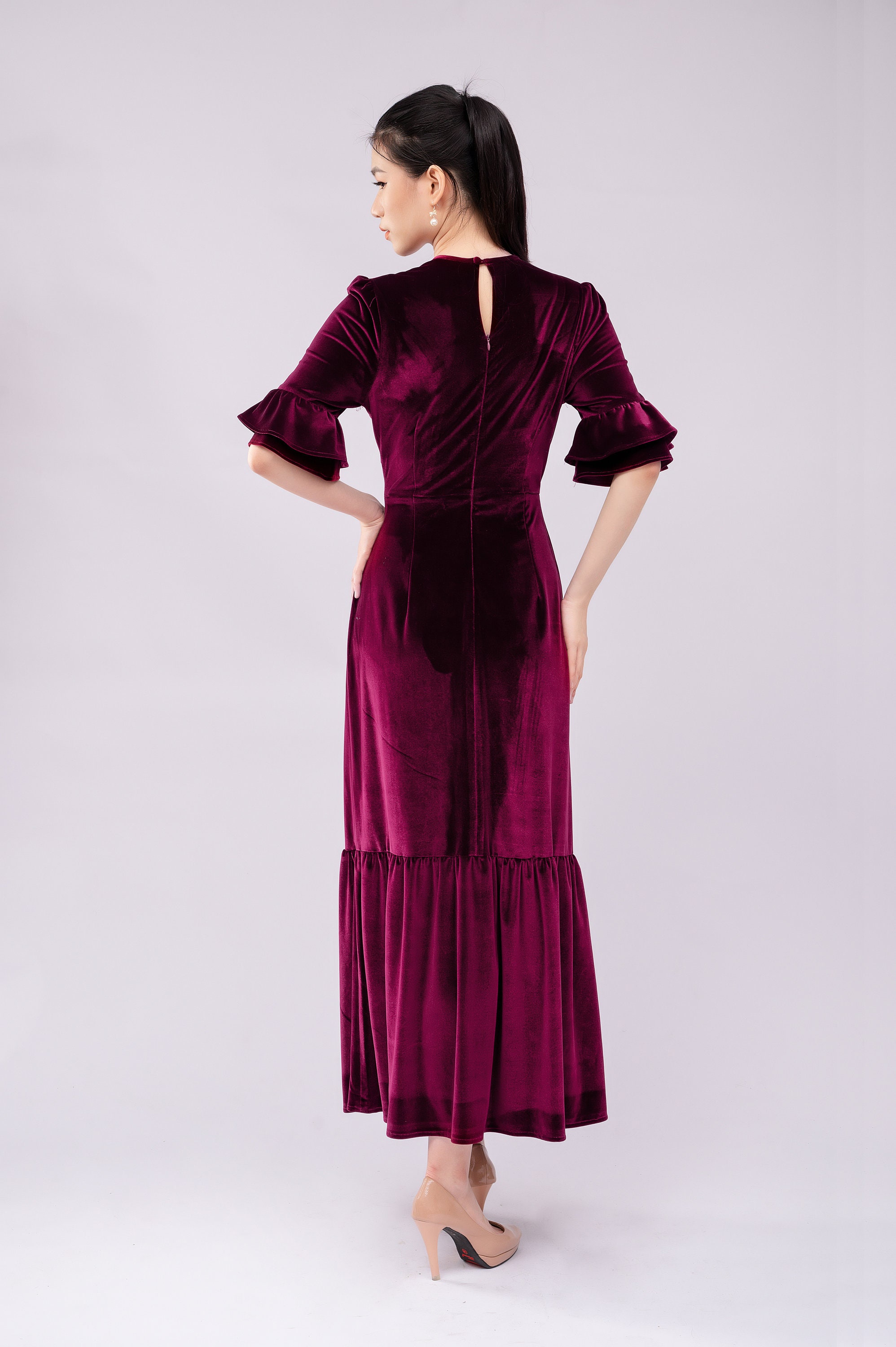 Ready to Ship - Velvet Dress, Women Pink Purple Velvet Dress - Etsy