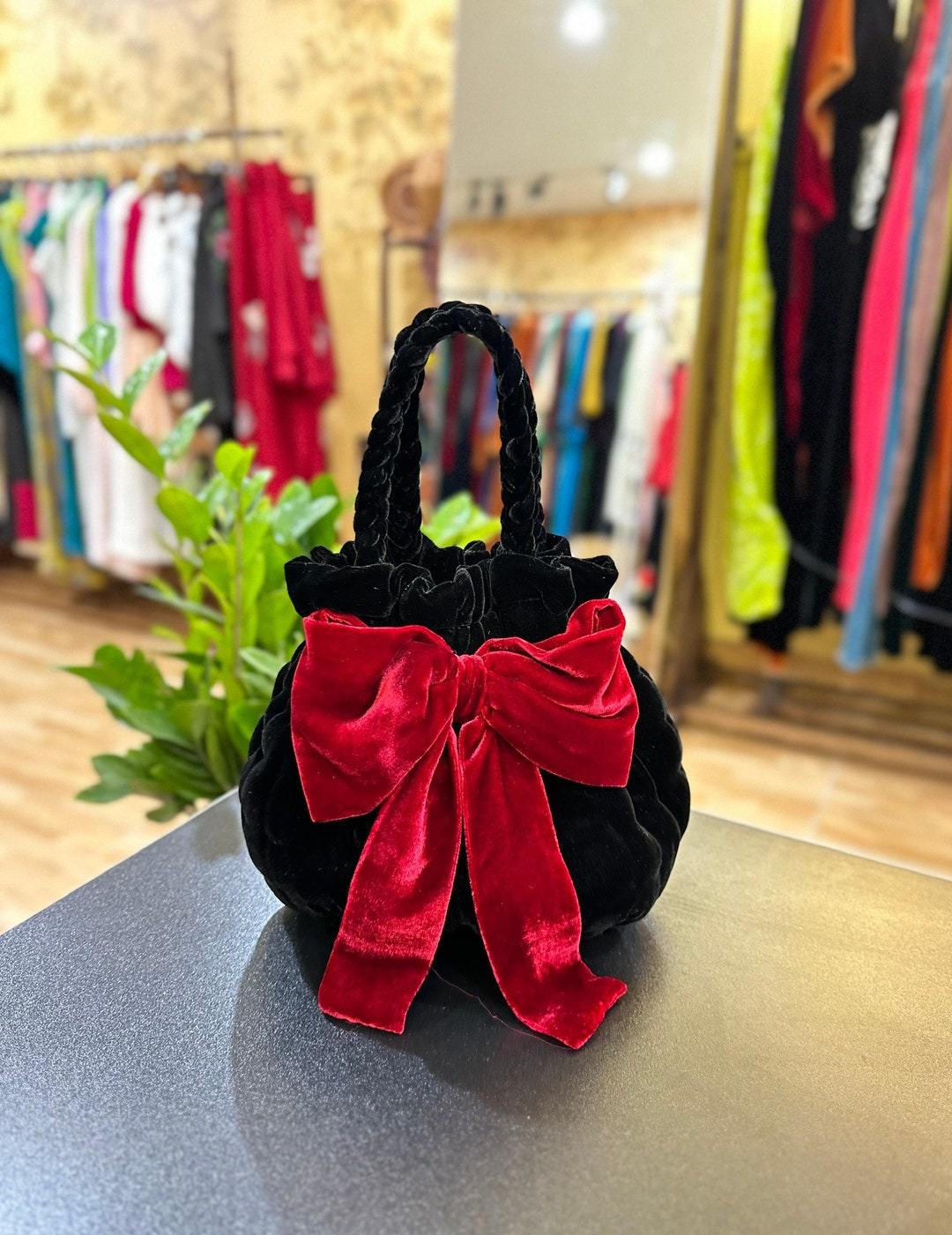 Handmade Silk Velvet Bag, Velvet Pouch, Velvet Bag With Bow - Etsy