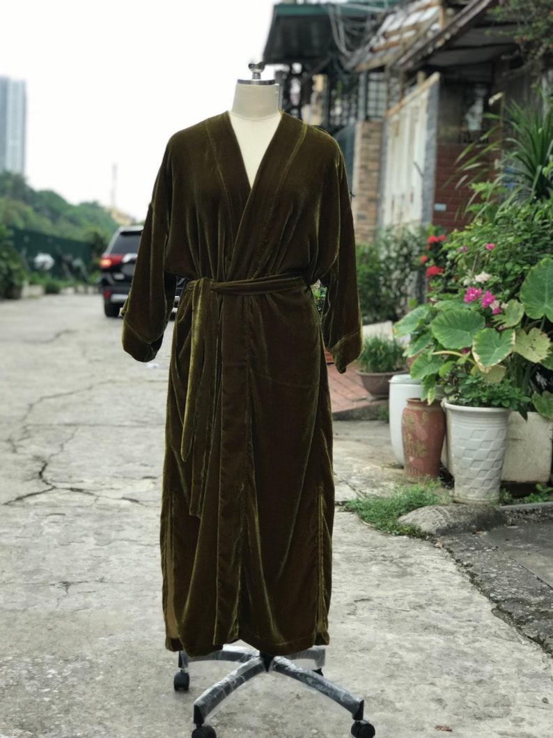 Silk Velvet Antique Gold Bathrobe Valentines Gift Yelour - Etsy