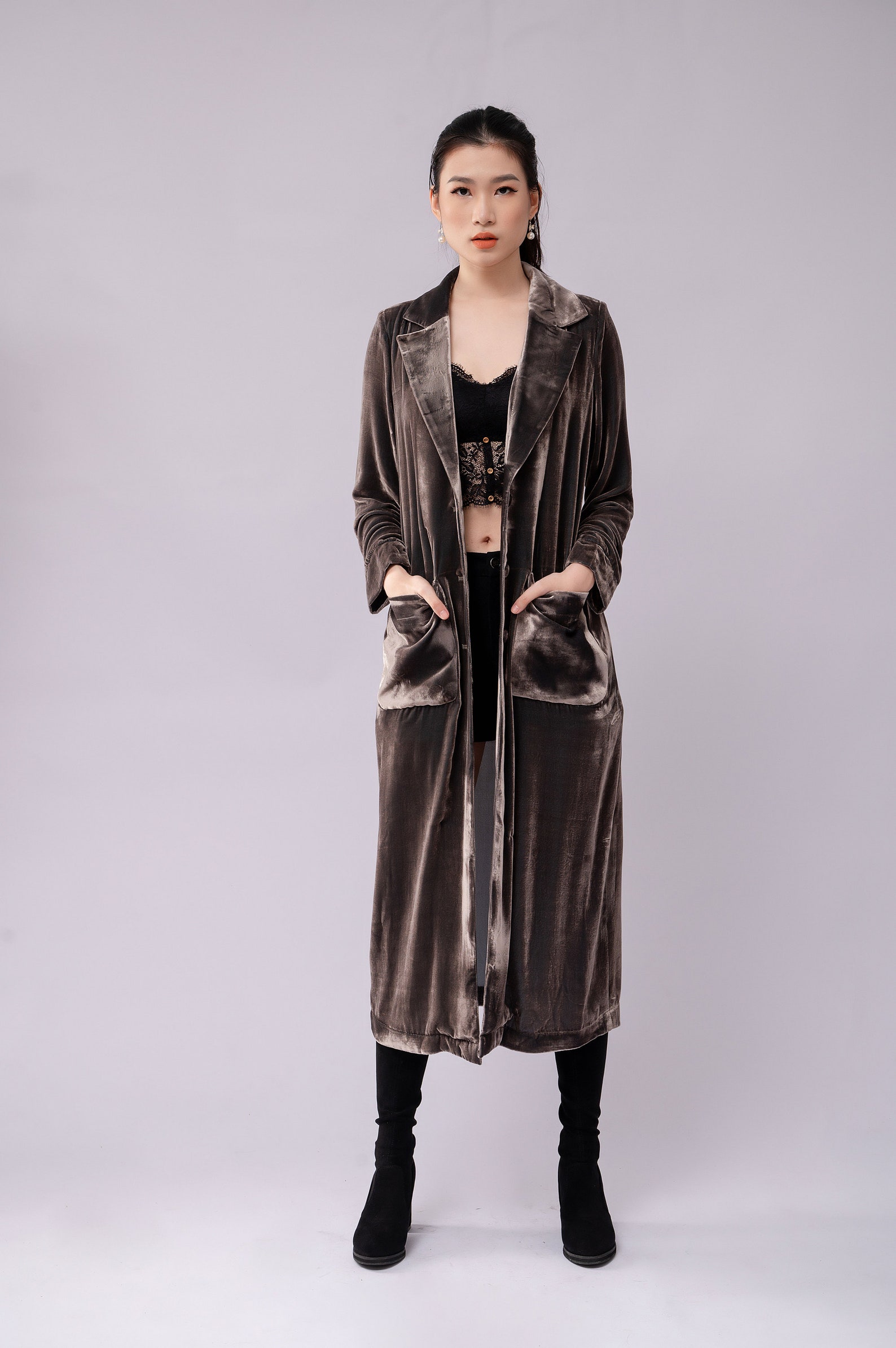 Long Silk Velvet Duster Long Cardigan Jacket Velvet Duster | Etsy