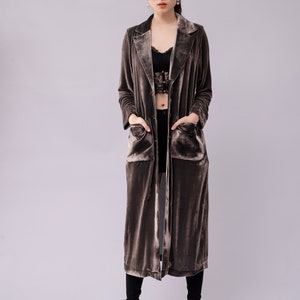 Long Silk Velvet Duster – Long Cardigan Jacket – Velvet Duster Coat ...