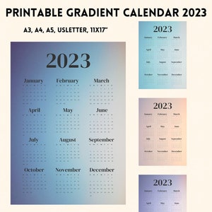 Printable Gradient Color Calendar 2023 PDF, Colorful Calendar 2023 Pdf ...