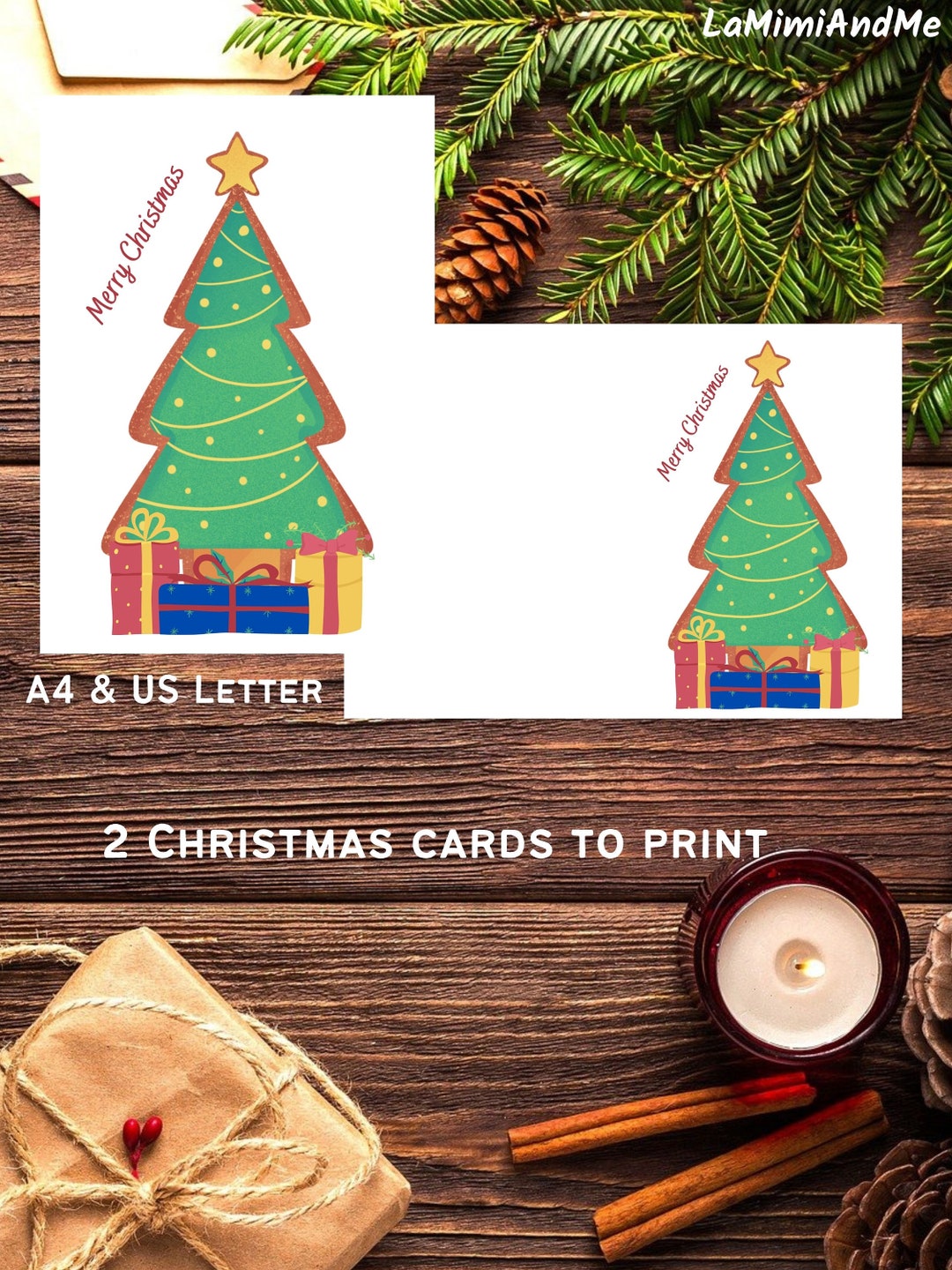 2 Printable Christmas Cards Pdf, Christmas Tree Cards Pdf, Christmas ...