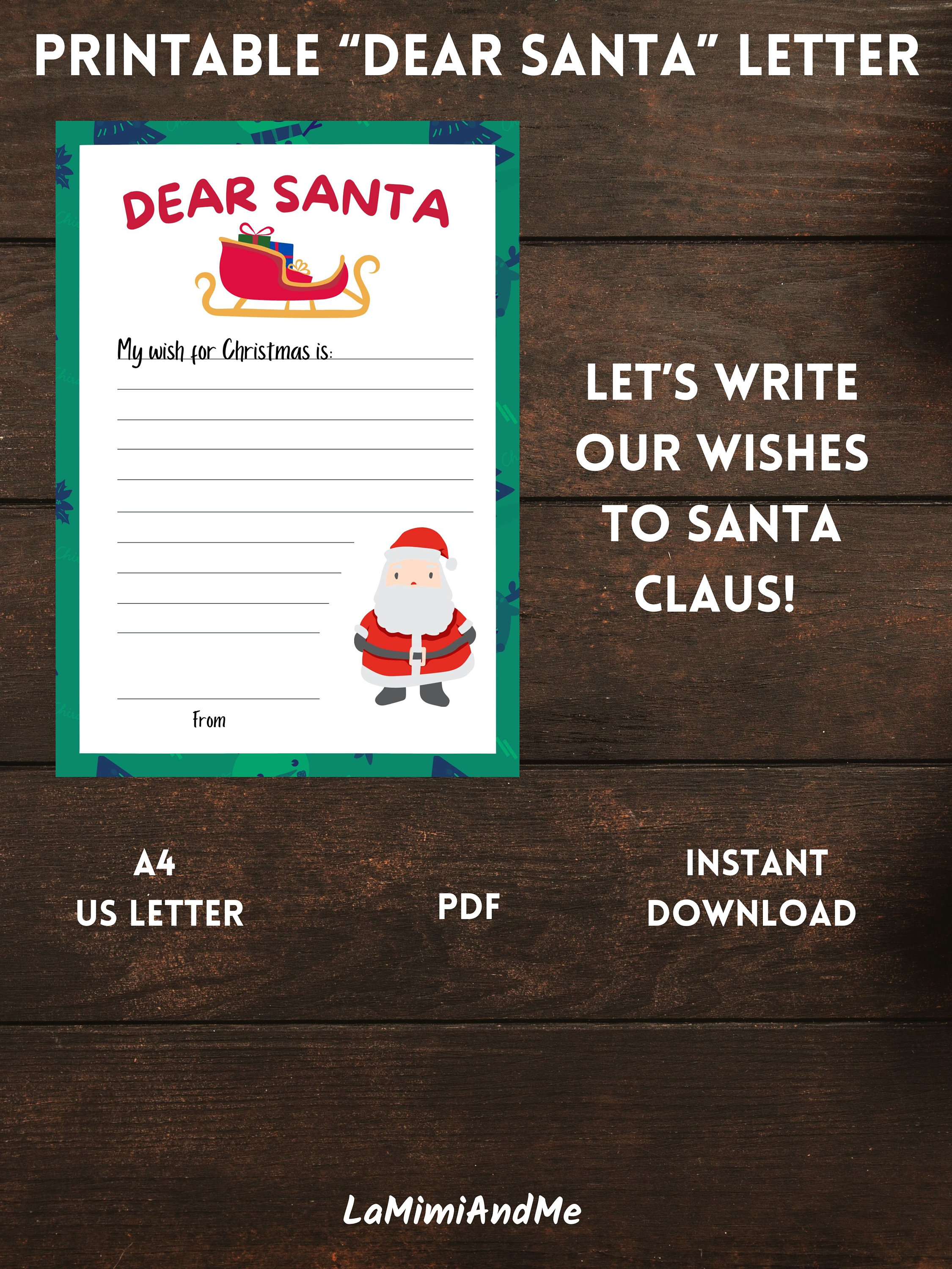 Dear Santa Claus Letter to Print PDF, Christmas Letter Pdf, Merry ...