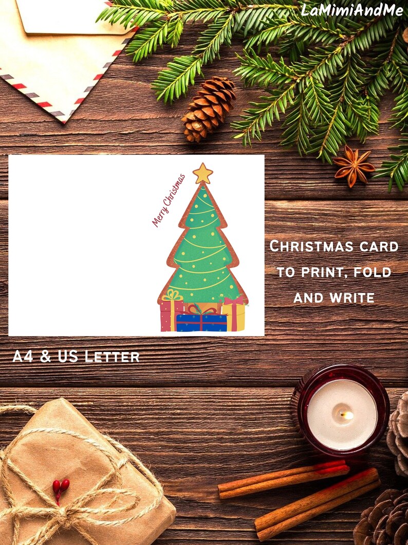 2 Printable Christmas Cards Pdf, Christmas Tree Cards Pdf, Christmas ...