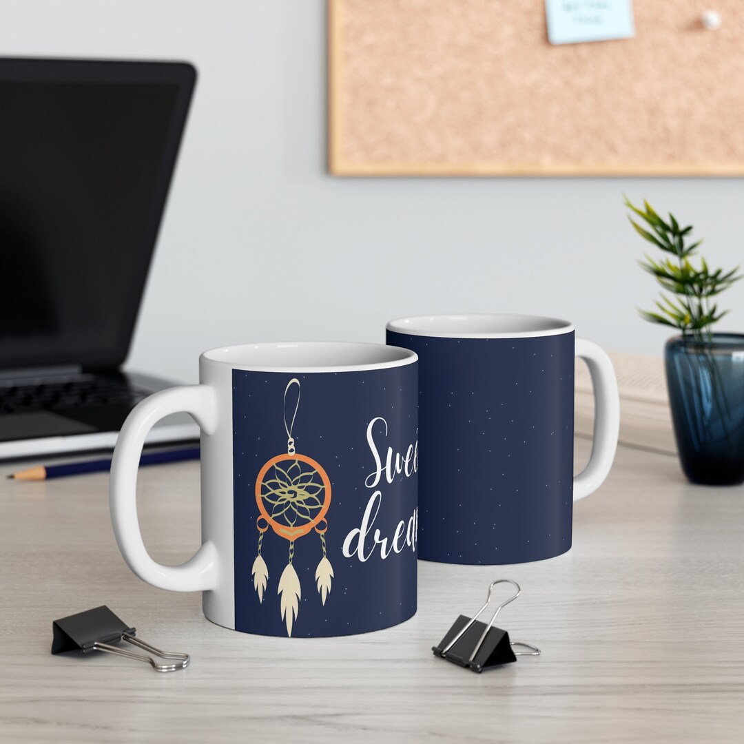 Dreamcatcher Ceramic Mug With Starry Sky Goodnight Ceramic - Etsy