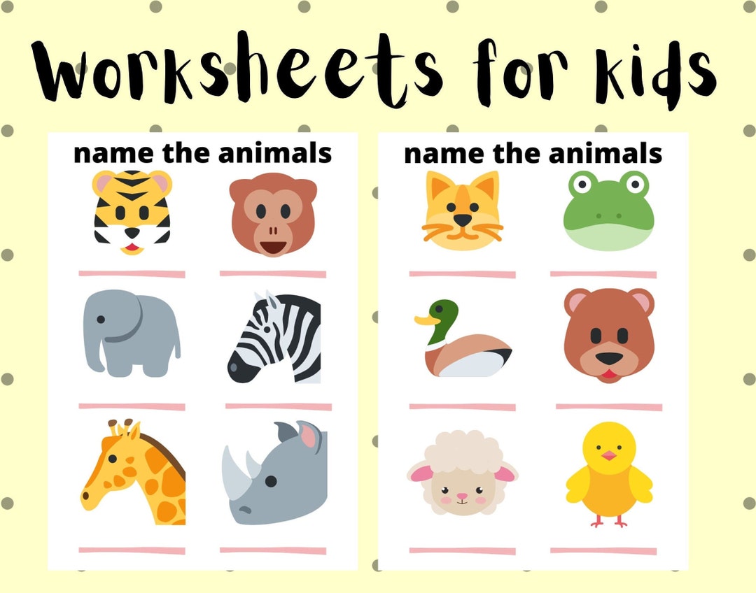 5 Funny Printable Worksheets for Kids PDF, Learning Animal’s Names ...